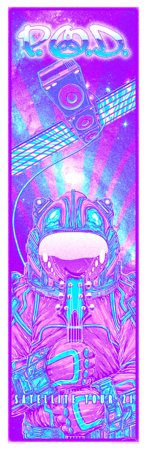 P.O.D. Satellite 2021 VIP Tour Poster, Pink & Blue variant - Kyler ...
